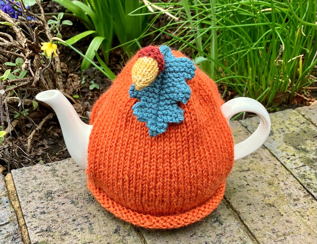 Oak Leaf Tea Cosy With Acorn, Burnt Orange Autumn Tea Cozy - Etsy