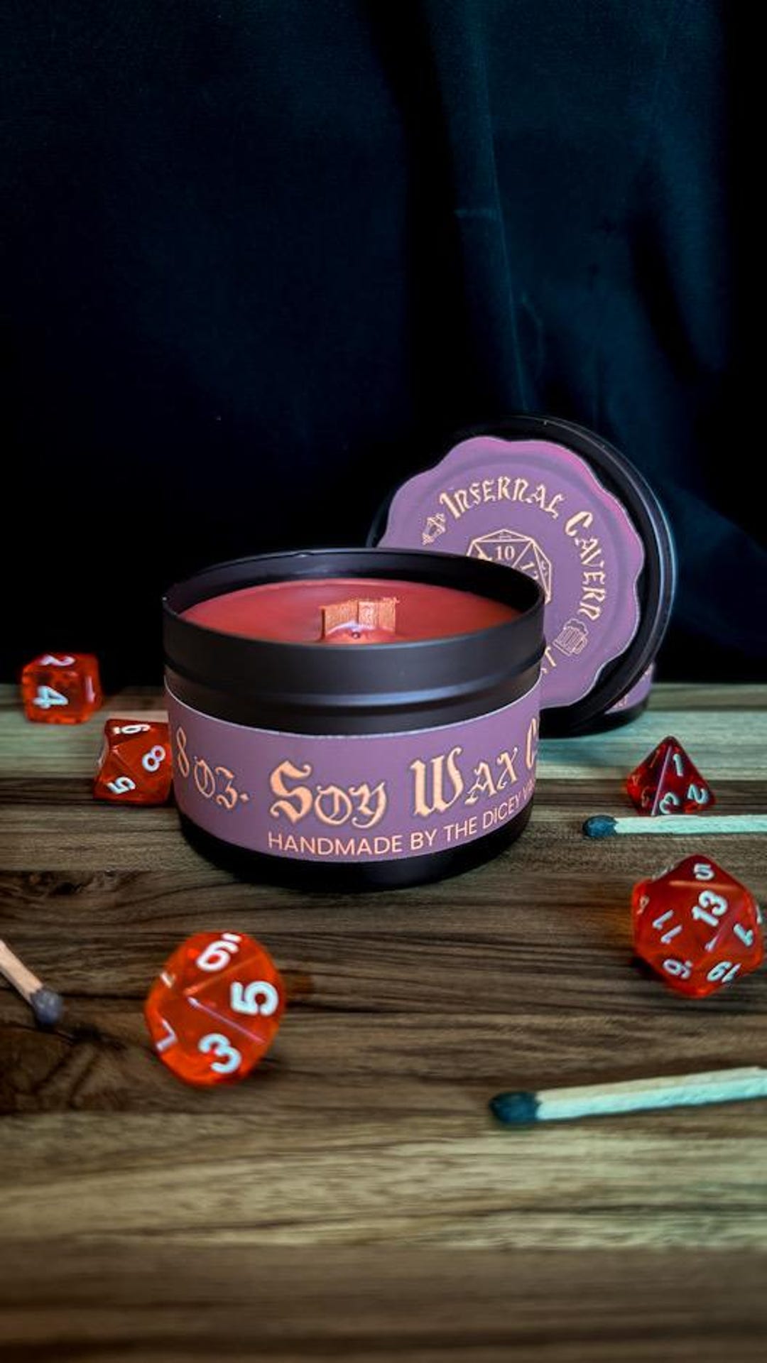 Infernal Cavern Wood Wick or Cotton Wick Candle | D&D Inspired | Fire ...