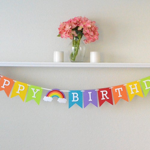 Rainbow Birthday Banner Rainbow Birthday Decorations - Etsy