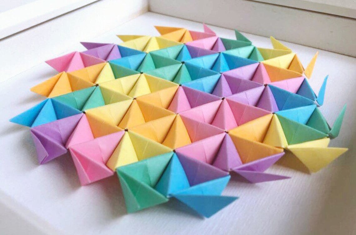 Rainbow Origami Wall Art Colourful Modular Origami Art 3D - Etsy