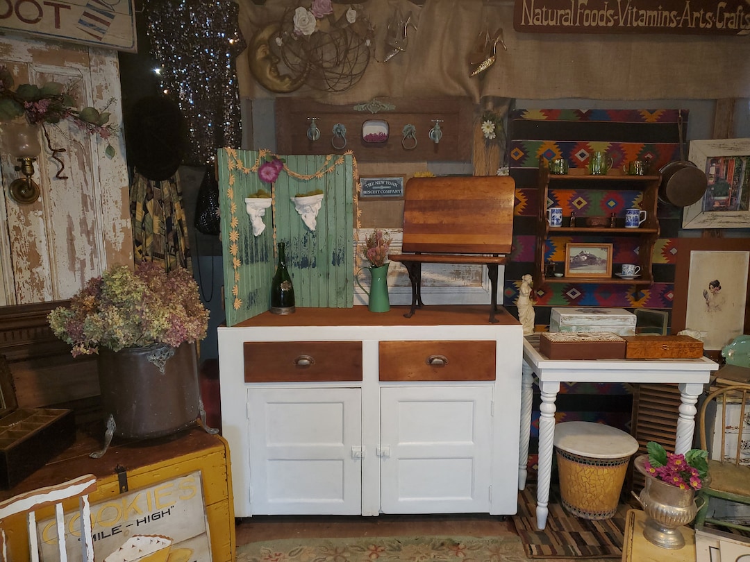 Antique Store Counter Cupboard Pantry Cabinet Farm House Kitchen Great ...