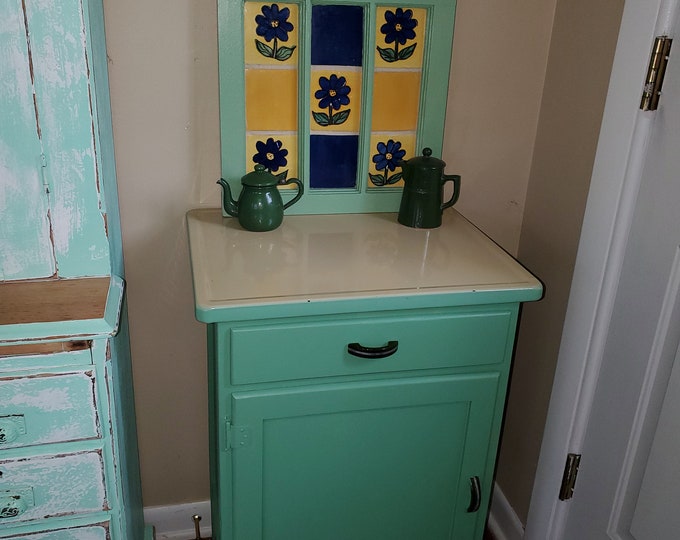 A Very Rare Porcelain Enamel Top Table 1940s Green & Yellow Kitchen ...
