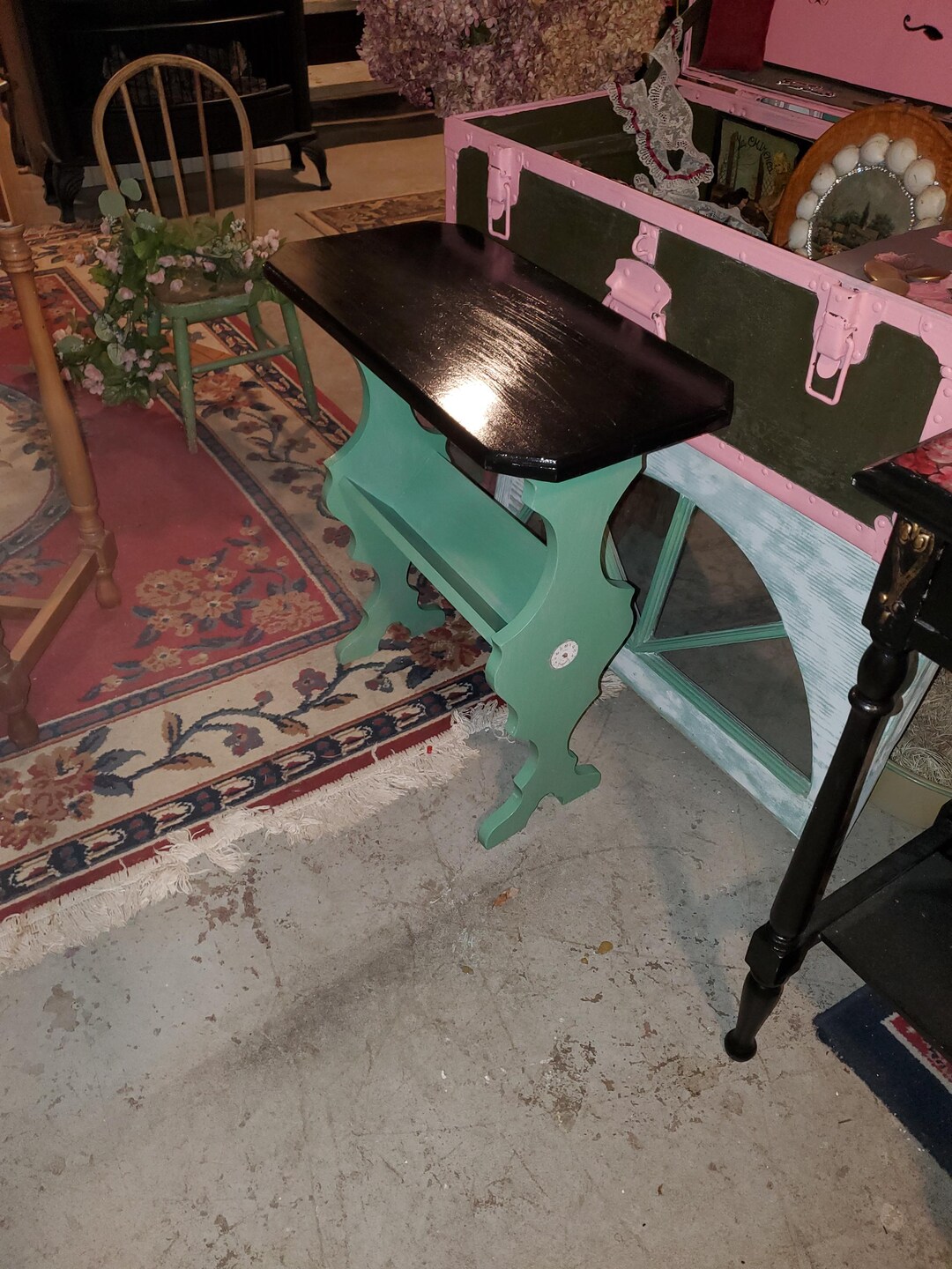 Antique Vintage Magazine Table Painted in Retro Black & Green - Etsy