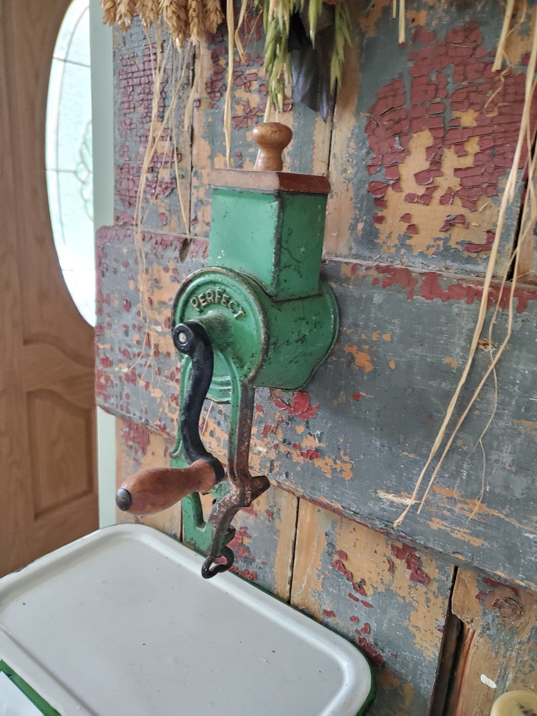 Antique Perfect Cast Iron Metal Kitchen Hand Crank Grater With Original ...