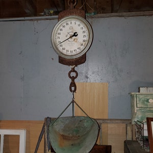 300 Lb Capacity Mammoth Antique Industrial Hanging Scale Weighed Fish ...