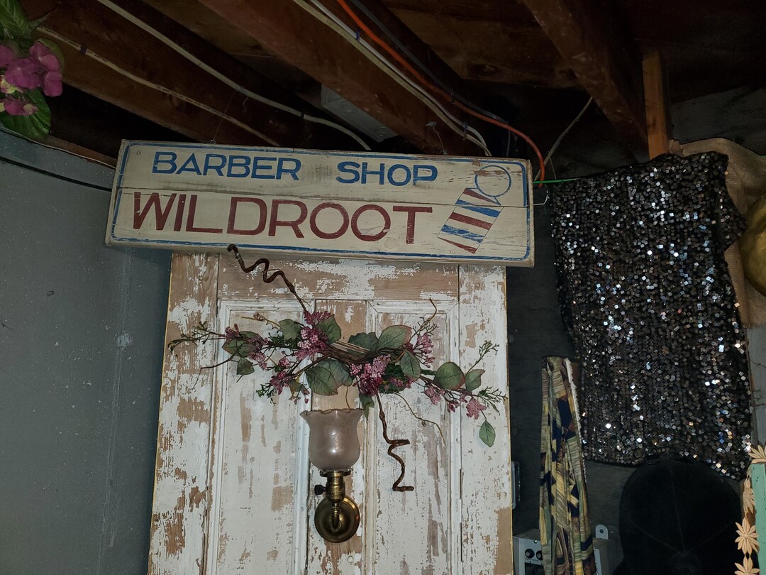 Vintage Large Hand Made Advertising Sign Barber Shop Wildroot in Red ...