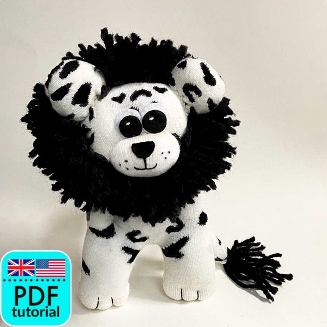 DIY Sock Lion Tutorial Hand or Sewing Machine Step by Step Pattern ...