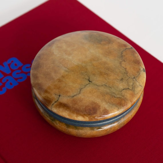 Vintage Italian Carved Alabaster Jewelry Box - Gem