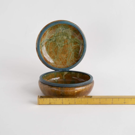 Vintage Italian Carved Alabaster Jewelry Box - Gem