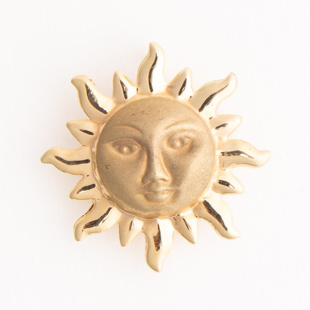 Vintage 14K Gold Smiling Sun Sliding Pendant - Etsy