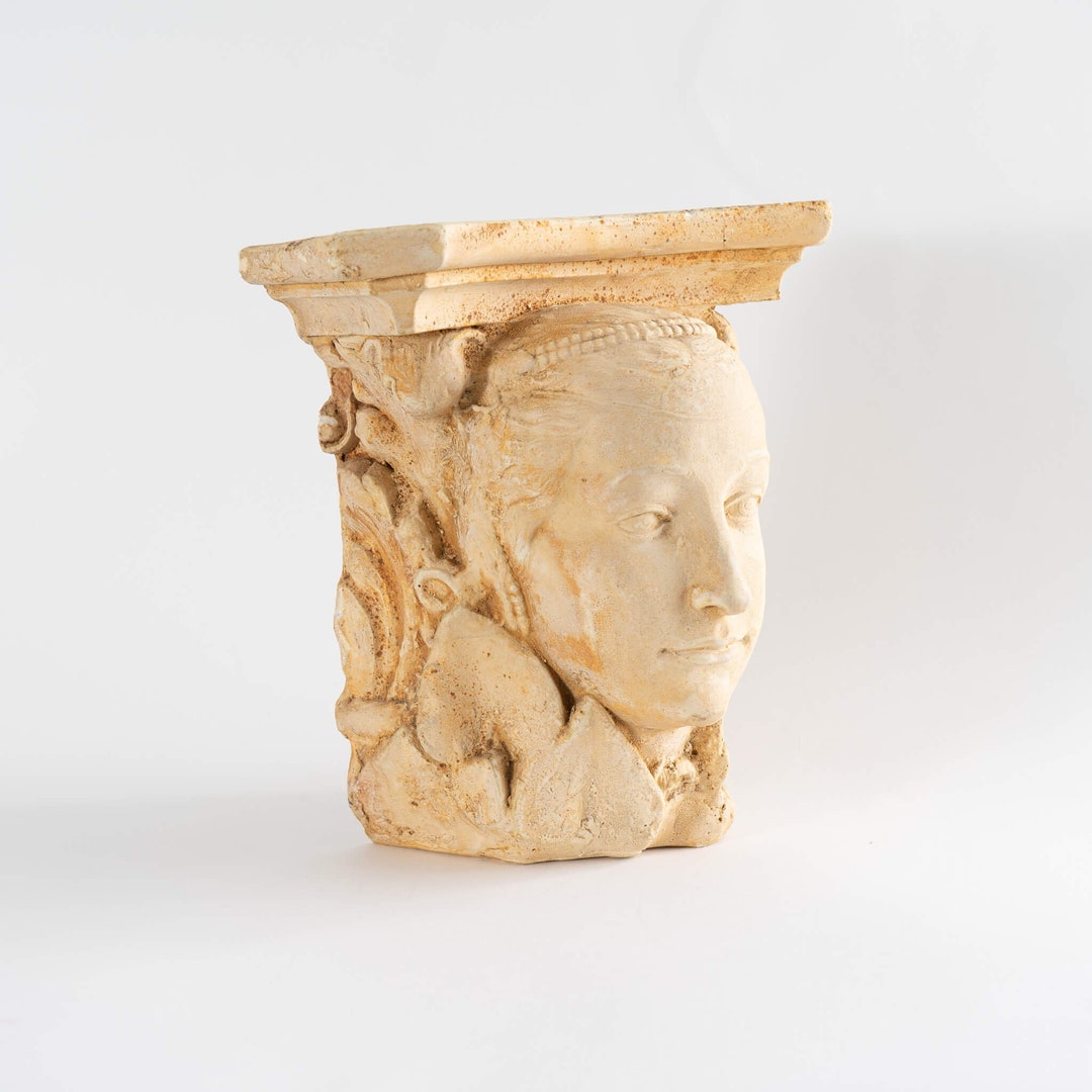 Vintage Goddess Plaster Wall Shelf With Leaf Column Design - Etsy