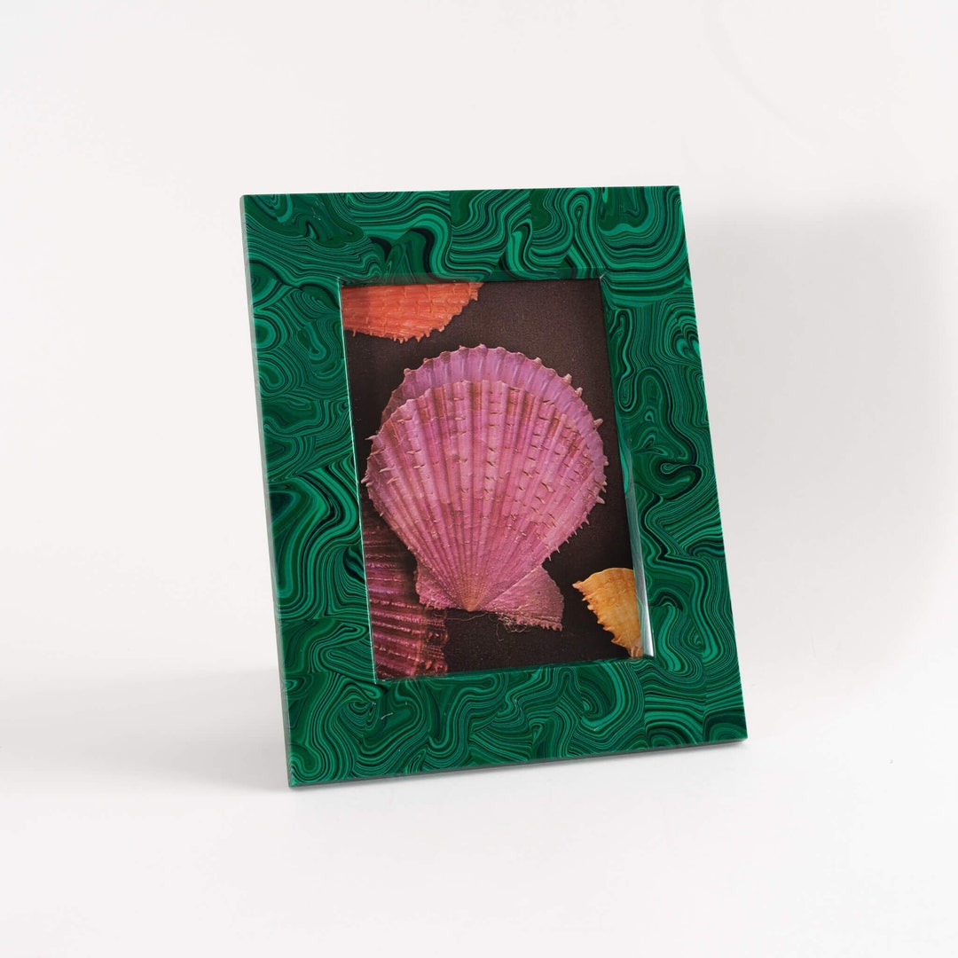 Vintage Faux Malachite Frame - Maximalist Library Decor - Green Stone ...