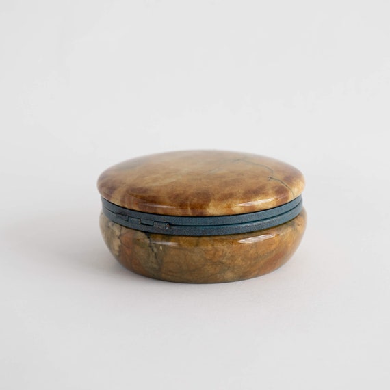 Vintage Italian Carved Alabaster Jewelry Box - Gem