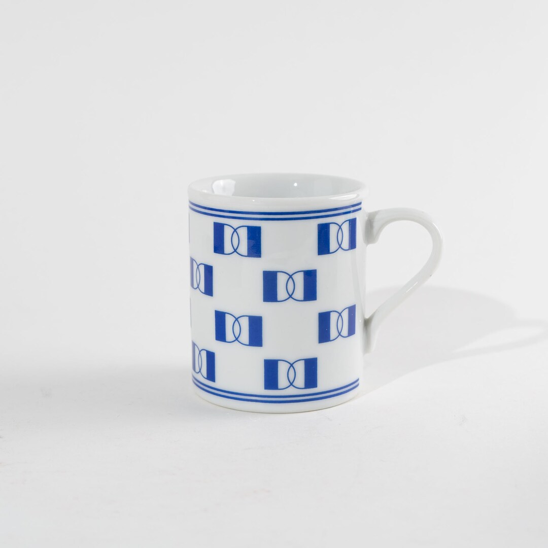 Vintage Monogram D Coffee Cup - Letter Initial Tea Cup - Blue and White ...