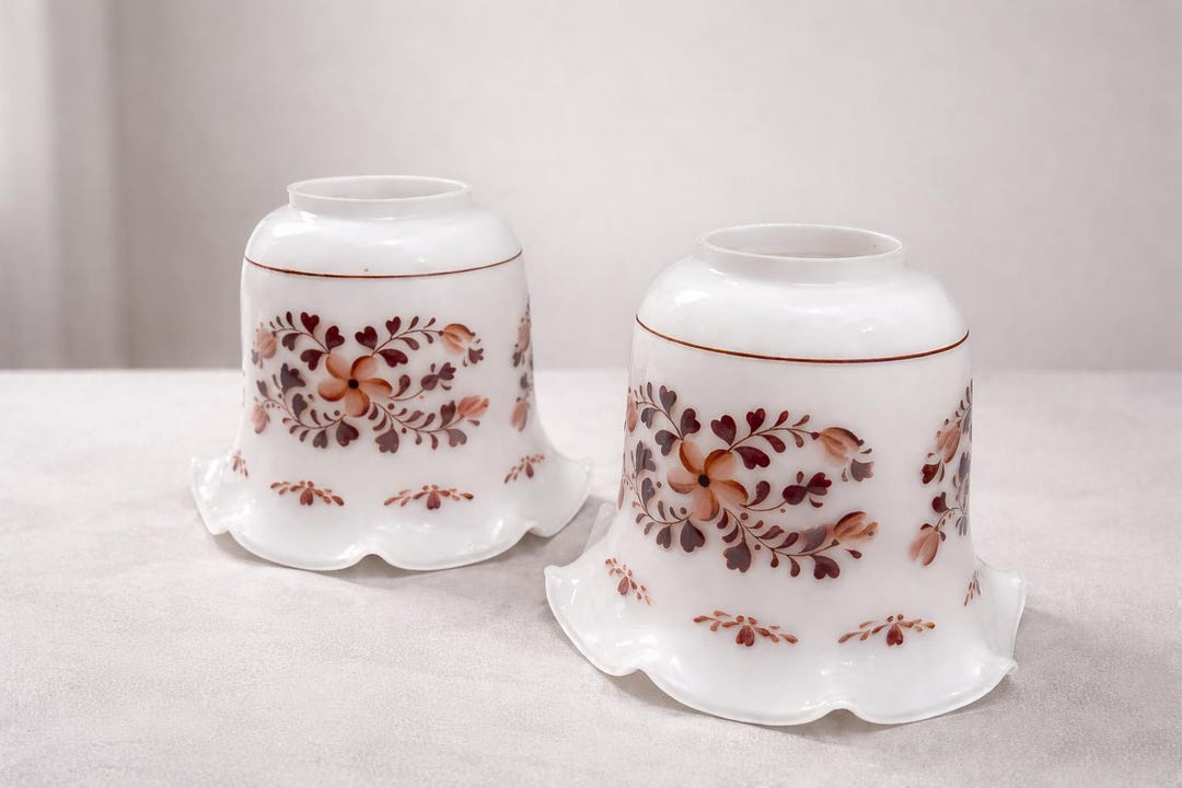 Vintage VV Vianne Glass Globe Lamp Shade MCM Cottagecore Decor Set of 2 ...