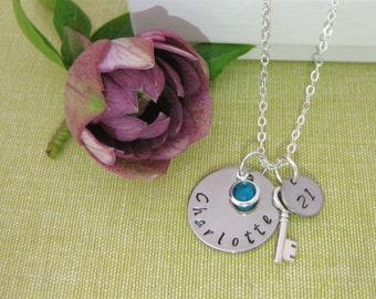 21st Key Necklace - Etsy