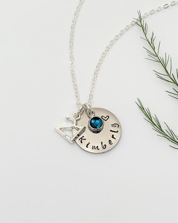 21st Birthday Name and Birthstone Necklace Hand Stamped Name Disc Personalised Jewellery Unique to Her Birthday Keepsake Gift UK Seller Etsy