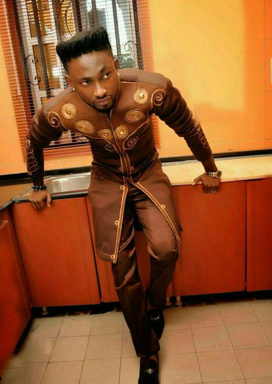 African Men's Outfit, Ankara Long Sleeve Shirt Top and Bottom for Men ...