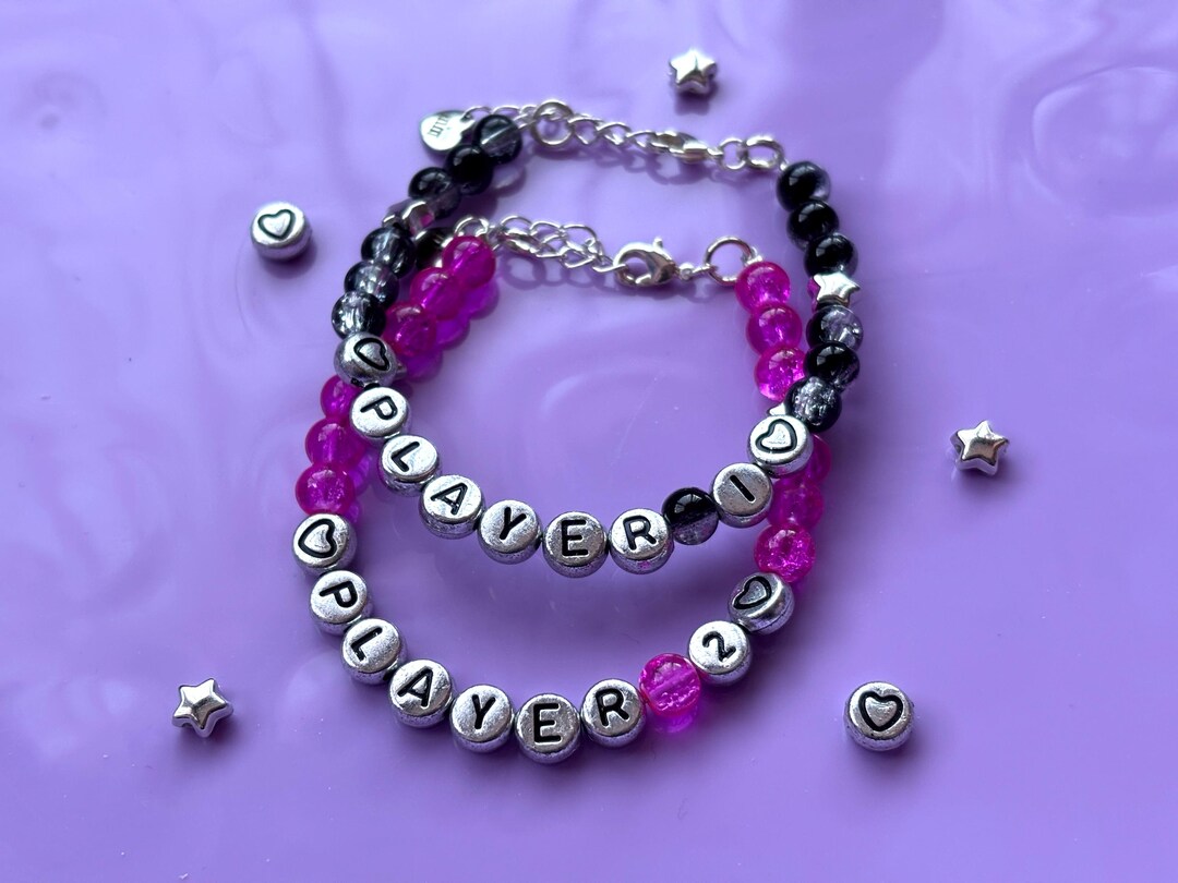 Player 1 + Player 2 Bracelet Set | Custom Colours, Best Friend ...