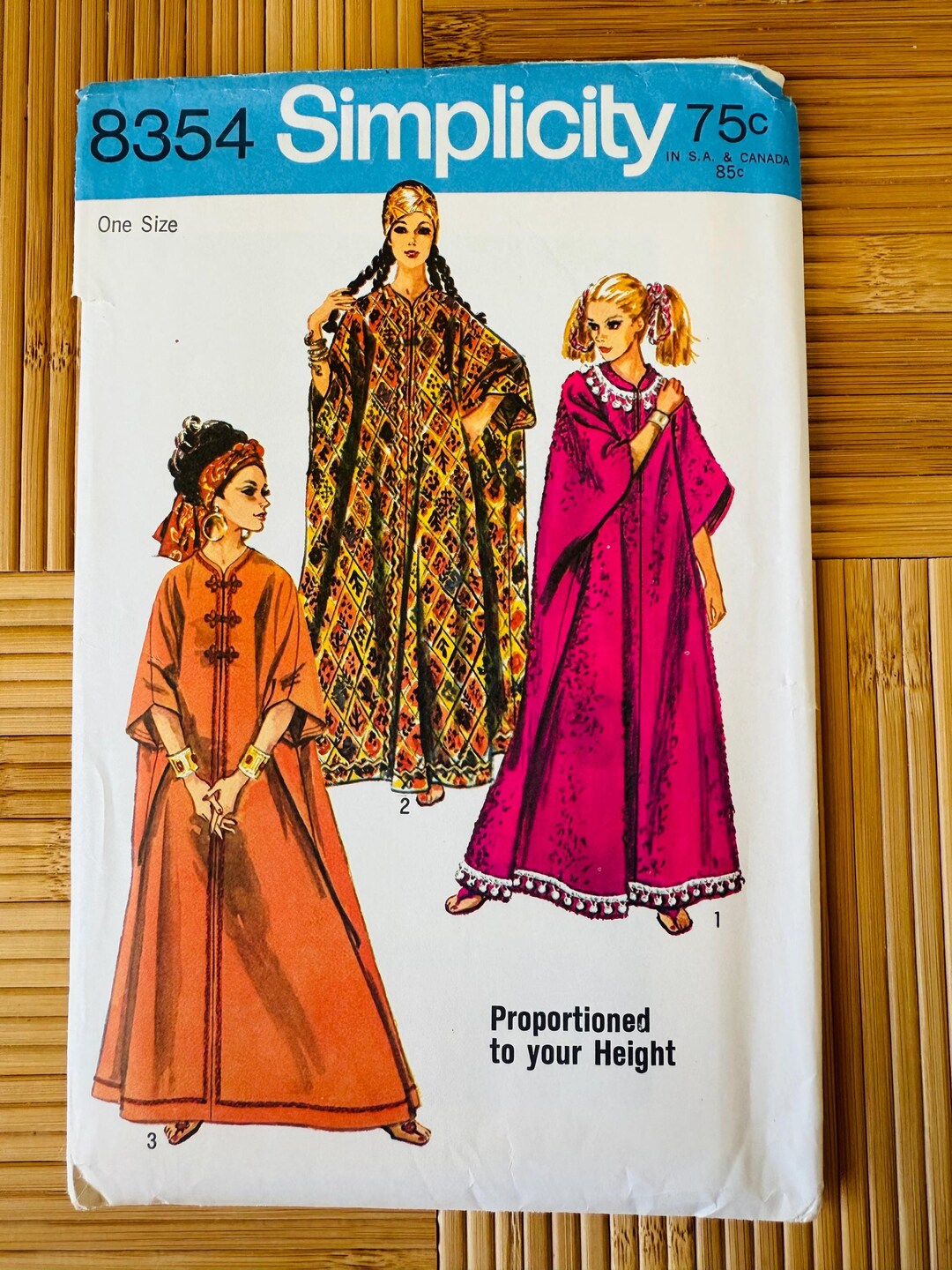Vintage Sewing Pattern Rare 8354 Simplicity Caftan Sewing Pattern One ...