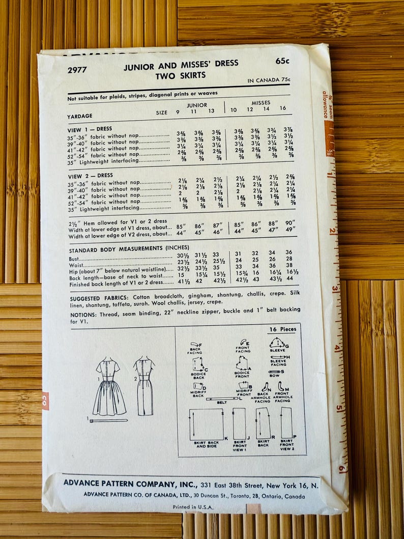 Vintage Sewing Pattern, 2977 Advance Sewing Pattern, Rare, Vintage ...