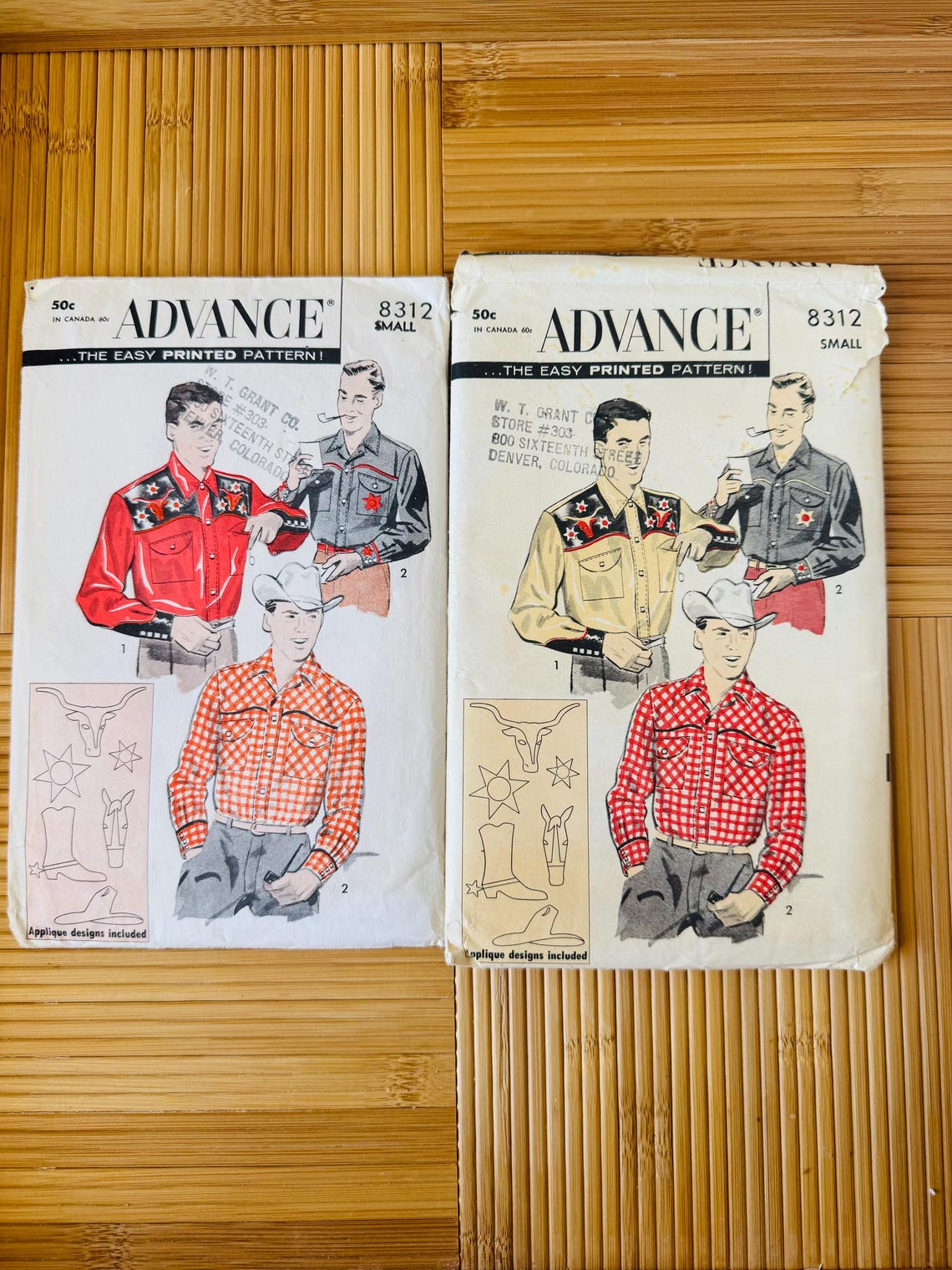 Vintage Sewing Pattern, 8312 Advance, Mens Western Shirt Pattern, Size ...