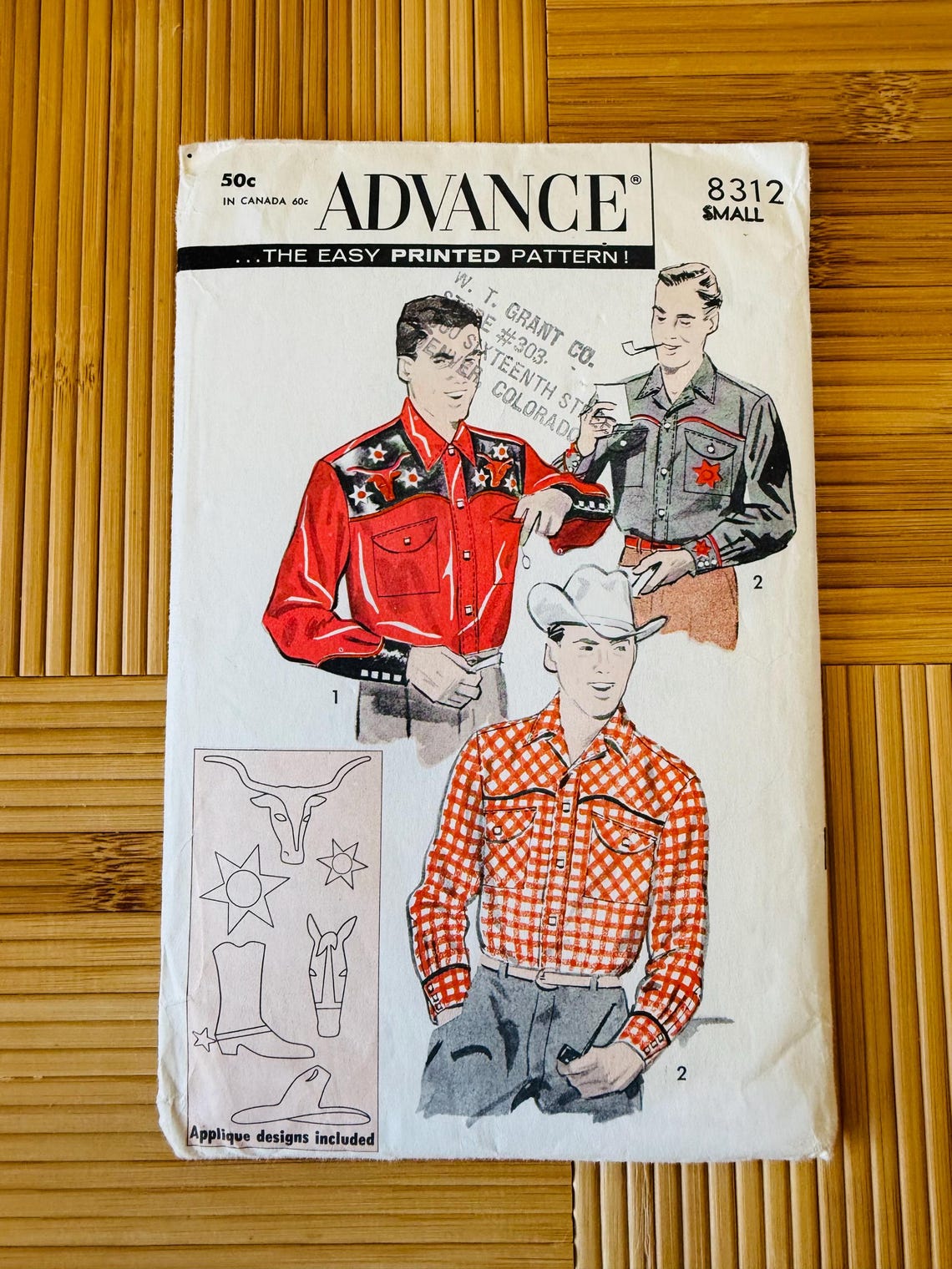 Vintage Sewing Pattern, 8312 Advance, Mens Western Shirt Pattern, Size ...