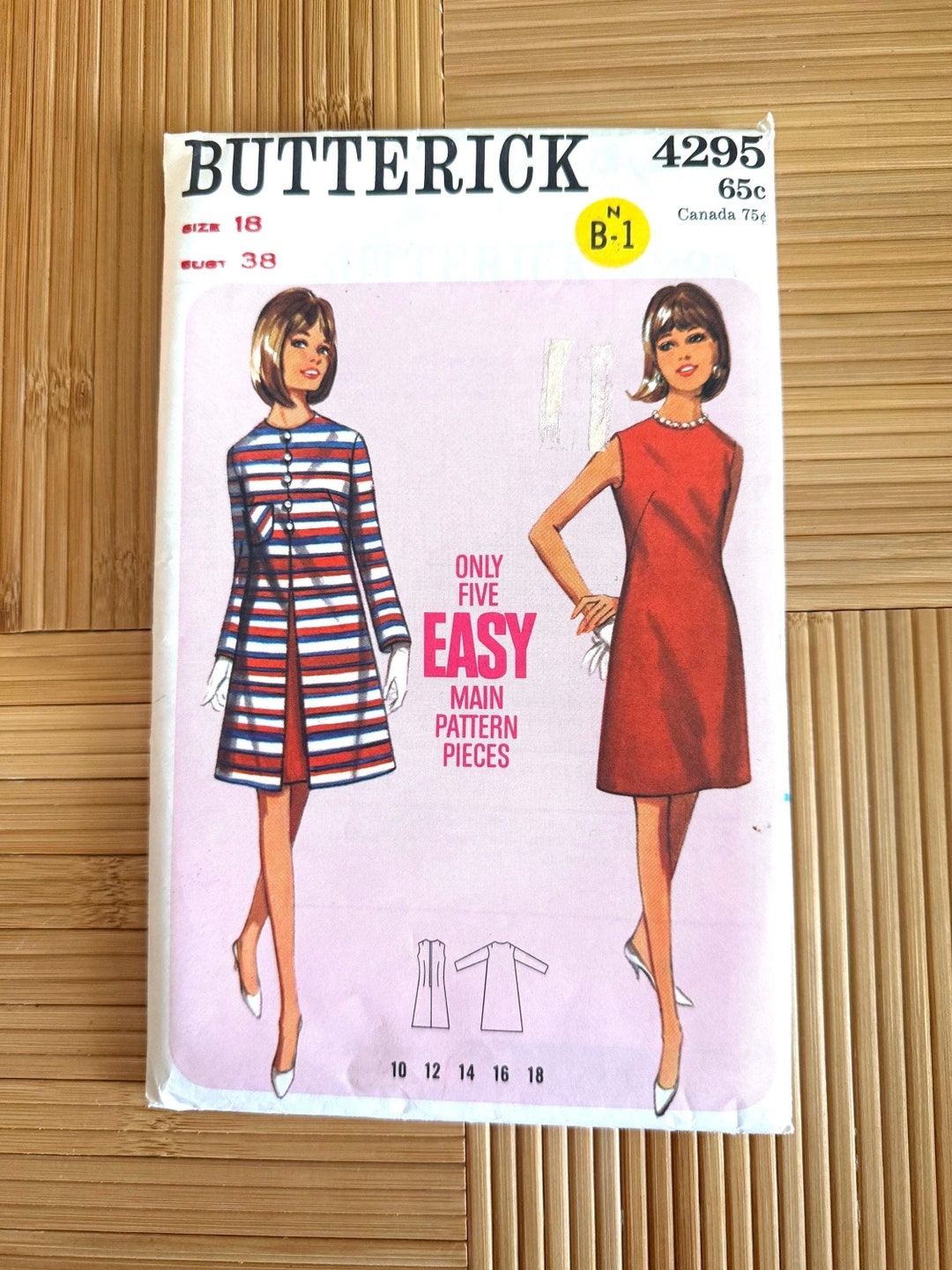 4295 Butterick Vintage Sewing Pattern, Size 18 Dress and Coat, Sewing ...