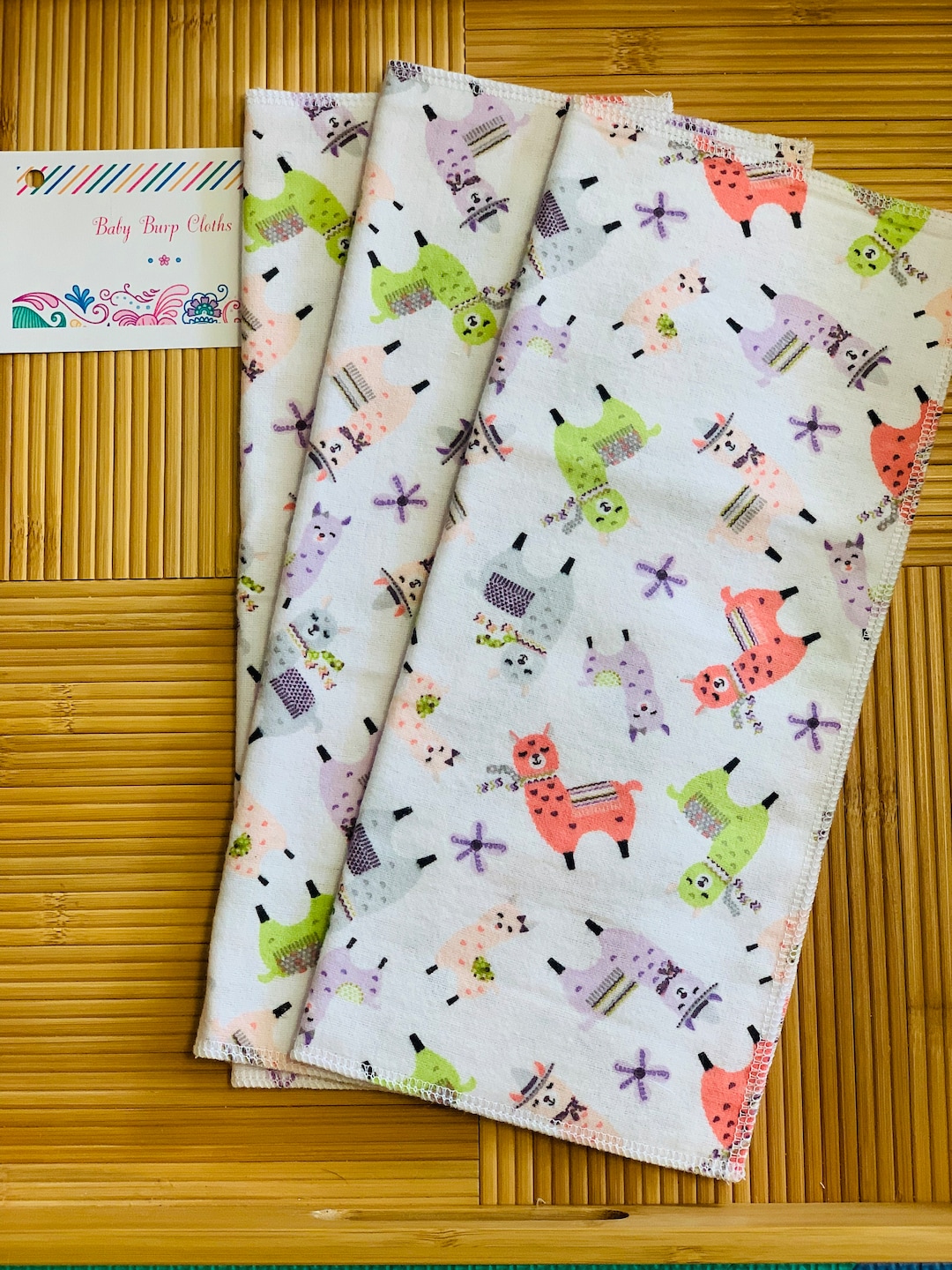 Llama Burp Cloth Set, Baby Burp Cloths, Flannel 2-ply Baby Burpers ...