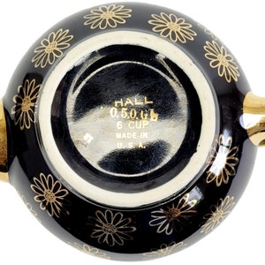 Hall China Gold Label 4 Cup French Teapot Black W/ Gold Daisy No Lid - Etsy