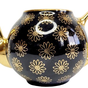 Hall China Gold Label 4 Cup French Teapot Black W/ Gold Daisy No Lid - Etsy