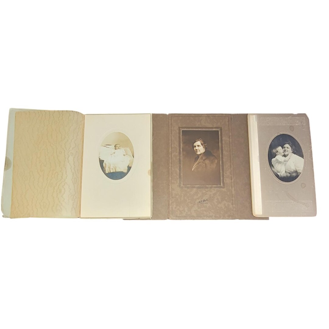 Large Gelatin Silver Print Cabinet Card Bifold Trifold Set of 3 Vellum ...