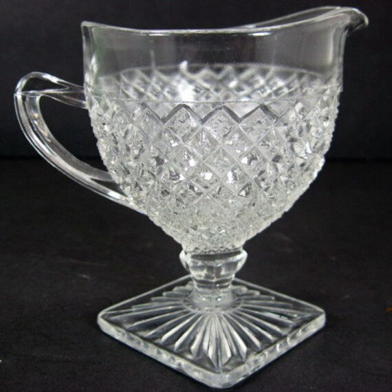 Miss America Diamond Footed Creamer Depression Glass Clear - Etsy