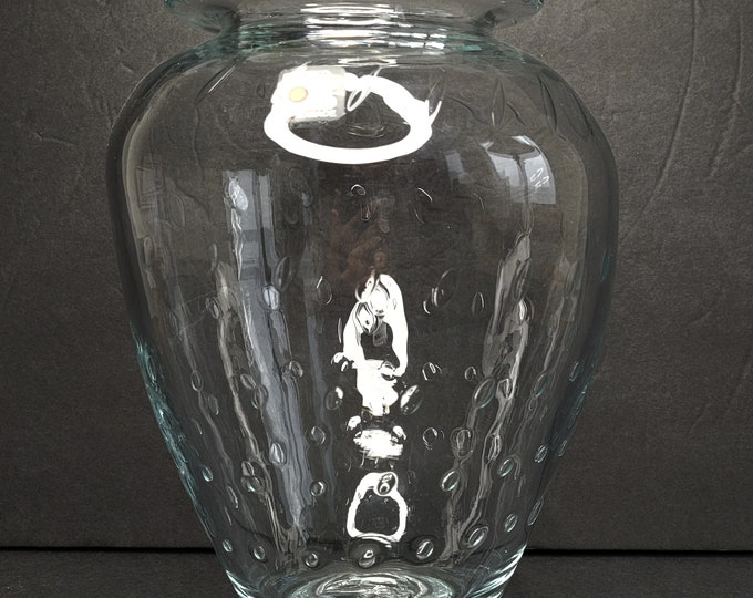 Blenko 9419 Flat Rim Controlled Bubble Clear Glass Vase Original Label ...