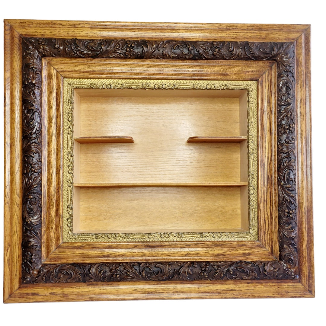 Antique Ornate Oak Wood Gesso Frame Shadow Box Knick Knack What Not ...