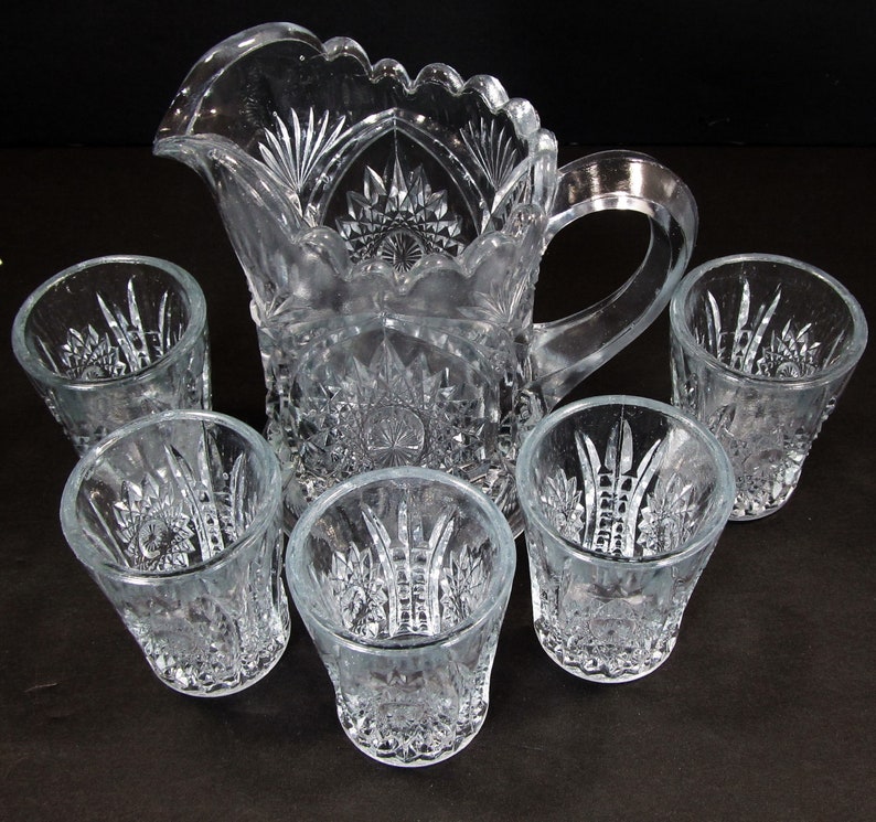 EAPG Indiana Glass Oval Star 300 Toy Water Set Pitcher 5 - Etsy