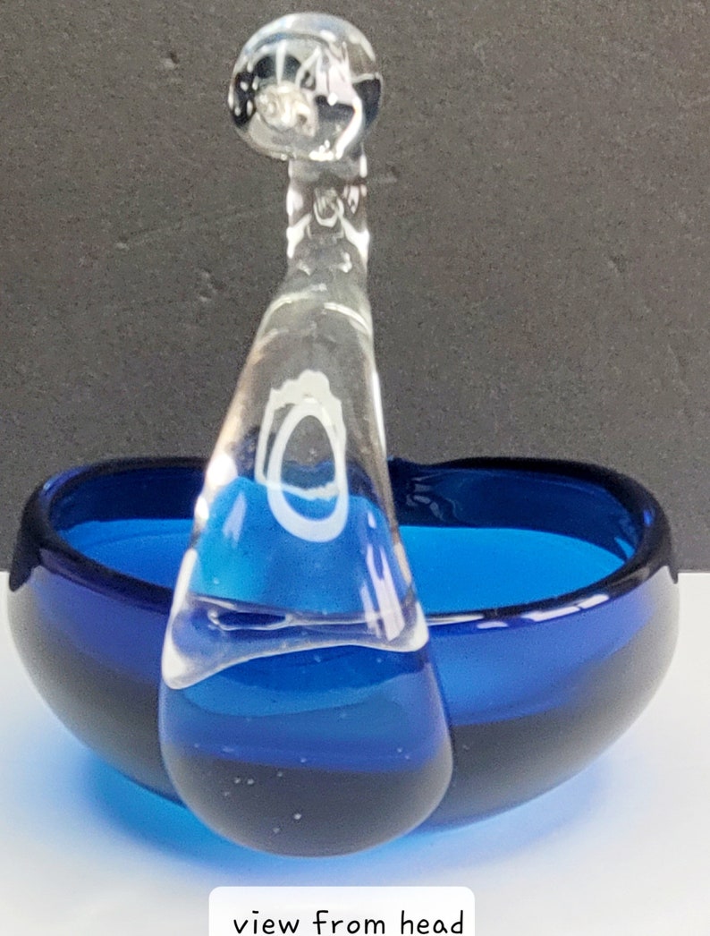 ARDCO Royal Blue Glass Swan Nut Dish Made in Japan Original Label - Etsy