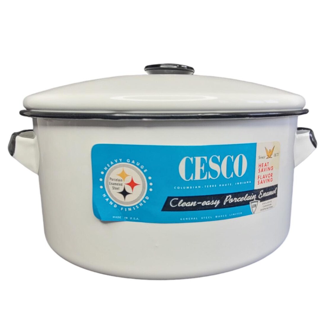 Cesco Porcelain Enamel 1 Gallon Stock Pot NOS Farmhouse Décor - Etsy