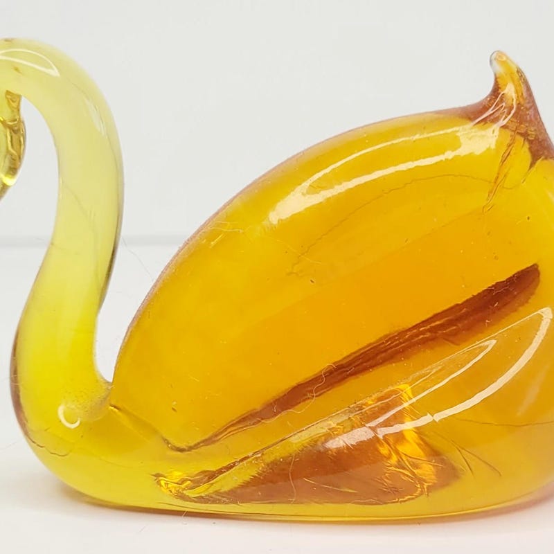Vintage Amber Glass Swan - Etsy