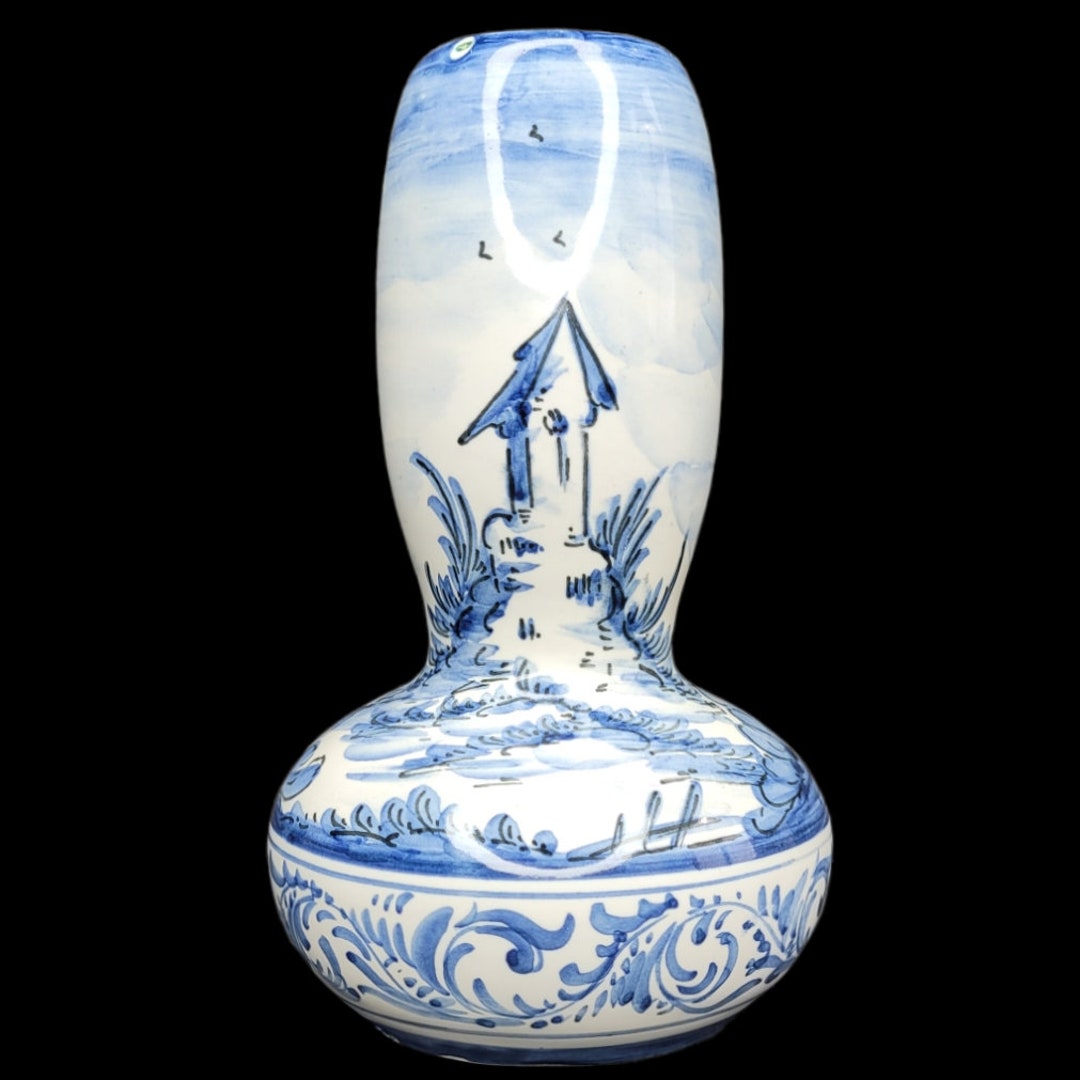 Alba-docilia Italian Pottery Tulip Vase Delft Blue Style - Etsy