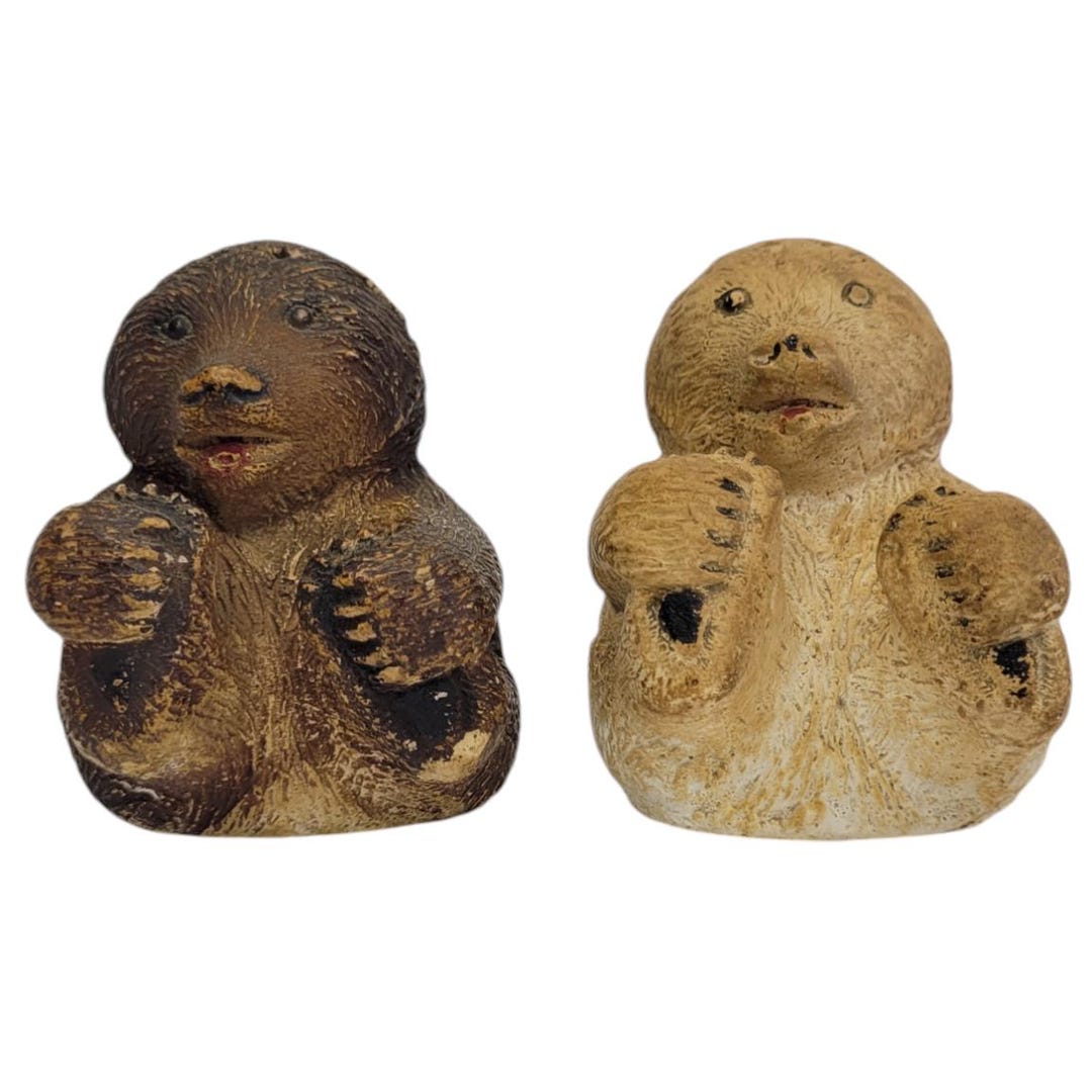 Chalkware Bear Cub Salt Pepper Shaker Set - Etsy