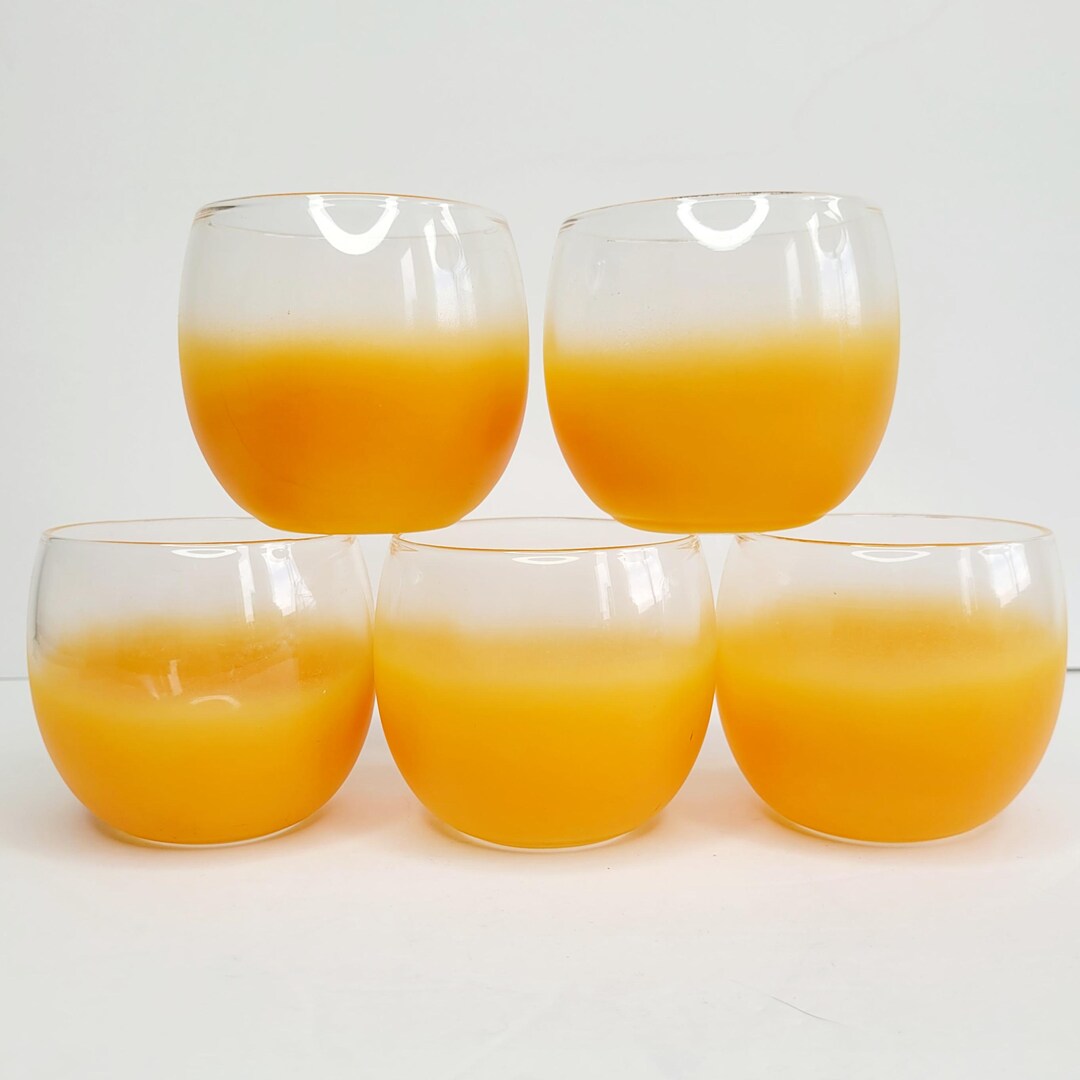 West Virginia Orange Roly Poly Old Fashioned Juice Glass Set of 5 - Etsy