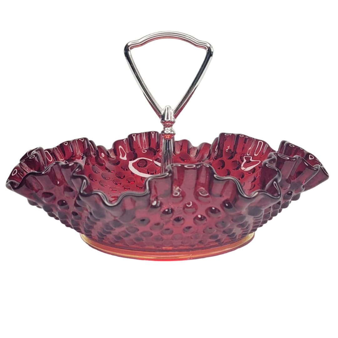 Fenton Ruby Red Hobnail Handled #3706 Bon Bon Nut Dish - Etsy