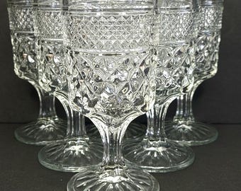Vintage Anchor Hocking Wexford Crystal Pattern Glassware, Set of 10 ...