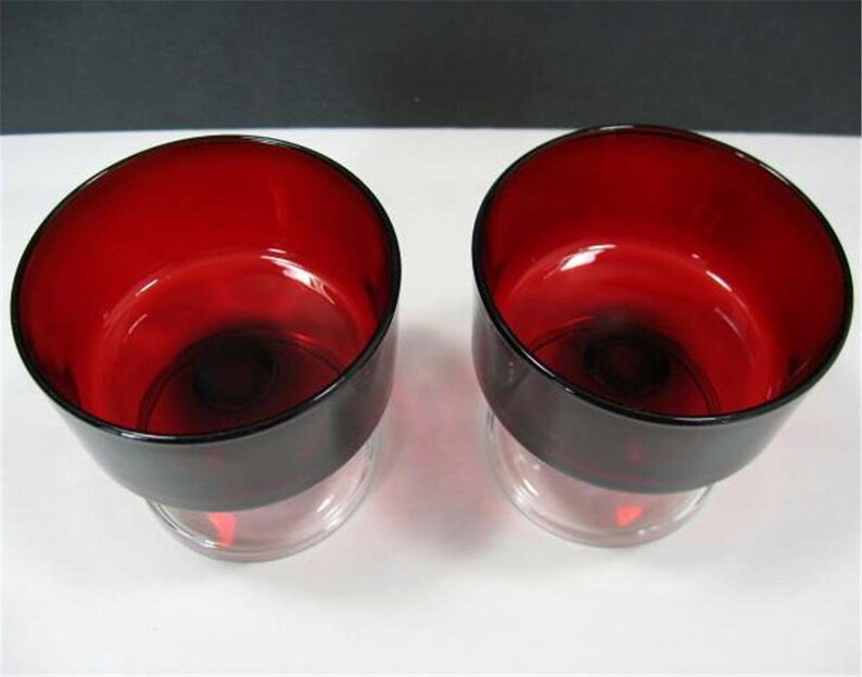 Cristal D'arques Cavalier Ruby Red Tall Sherbet X 2 EUC Durand Luminarc ...