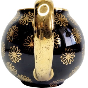 Hall China Gold Label 4 Cup French Teapot Black W/ Gold Daisy No Lid - Etsy