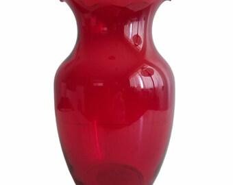 Indiana Red Glass Vase - Etsy