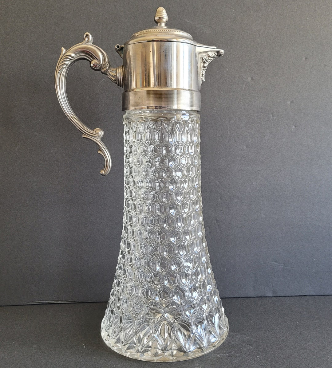 FB Rogers Chiller Carafe Pitcher Wine Decanter Italy Crystal Honeycomb ...