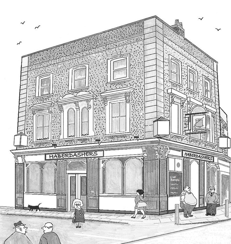 Haberdashers Pub Culvert Road Battersea Print 7" X 5" in Cardboard ...