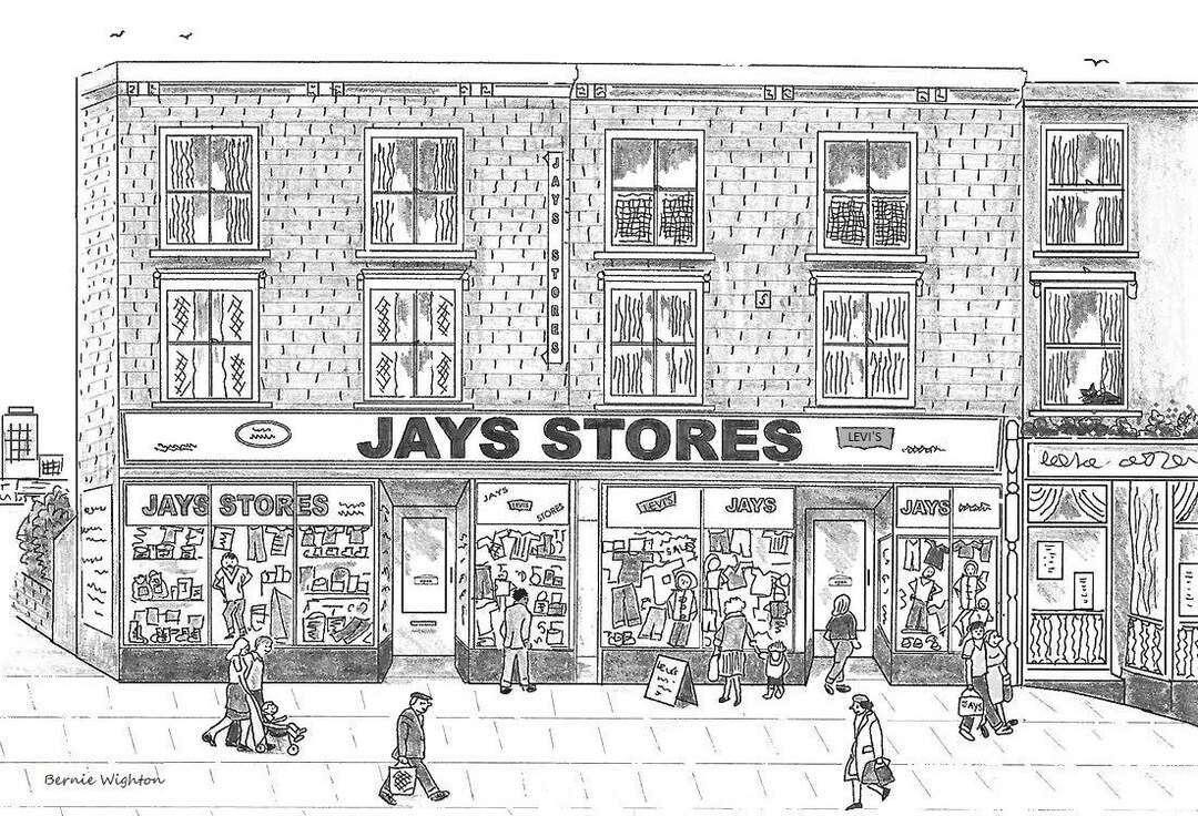 Jays Stores Lavender Hill Battersea 5"x 7" Print in Cardboard Mount 8"x 10" by Artist Bernie ...